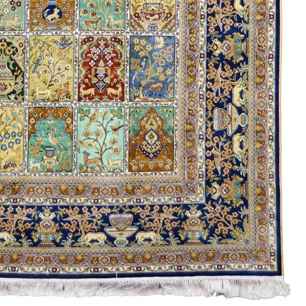 Handmade Traditional Garden of Persian Design Silk Rug 184cm x 284cm-
